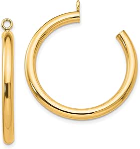 Amazon.com: 14k Yellow Gold Polished Tube Hoop Earring Jackets ...