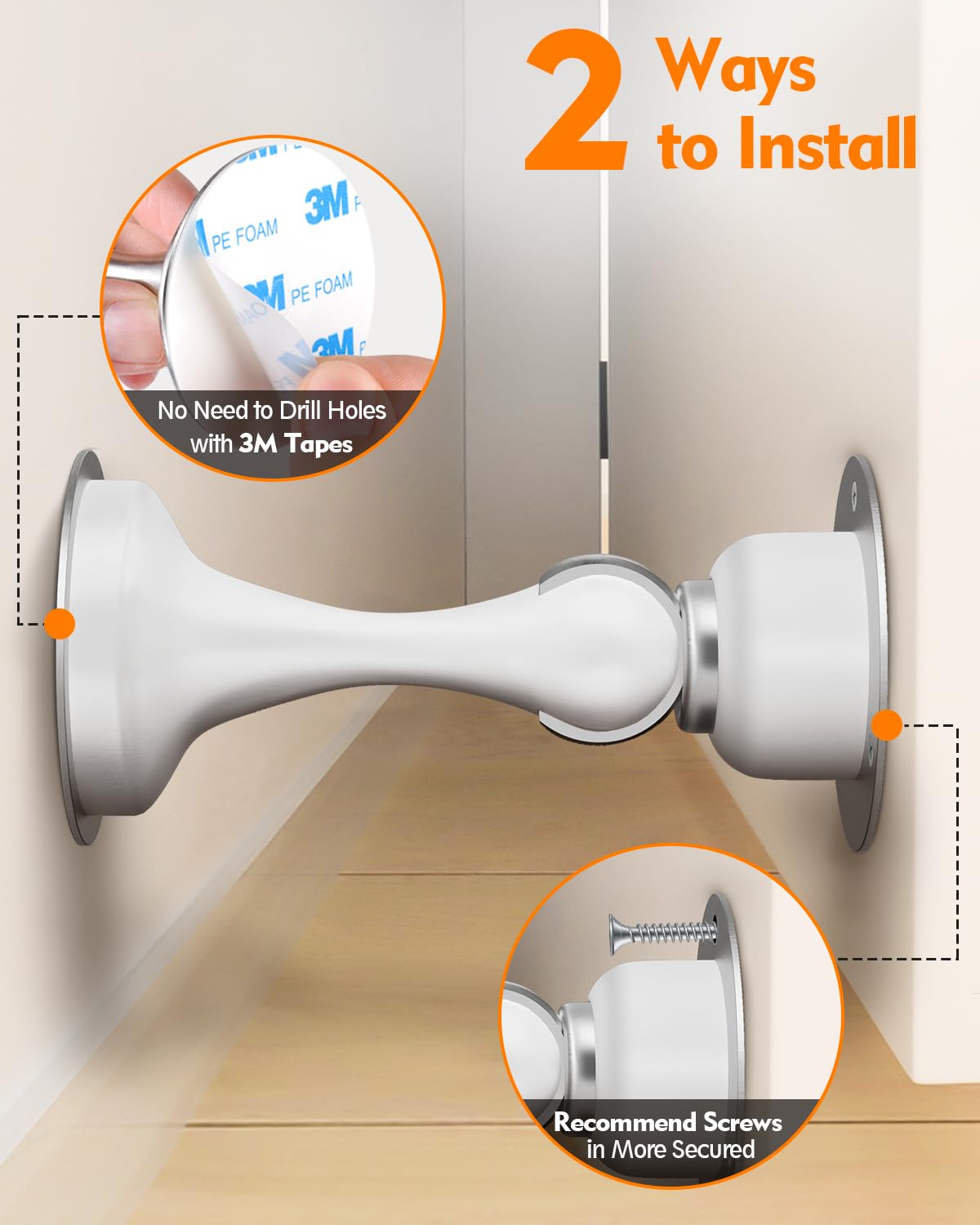 Snapklik.com : Door Stoppers, Magnetic Door Stop, Stainless Steel, 4 ...