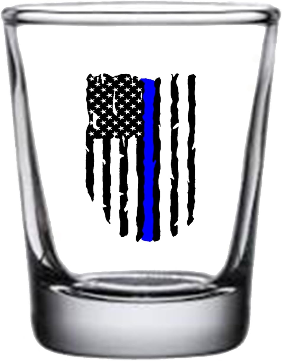 Amazon.com | Rogue River Tactical Thin Blue Line Tattered Flag Shot ...