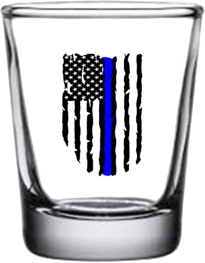 Amazon.com | Rogue River Tactical Blue Line Tattered Flag Shot Glass ...
