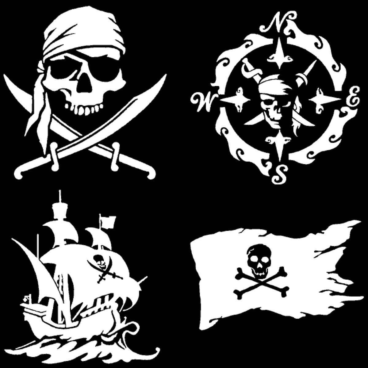 Amazon.com - Pirate Decals 4 Pack: Skull and Swords, Pirate Ship ...
