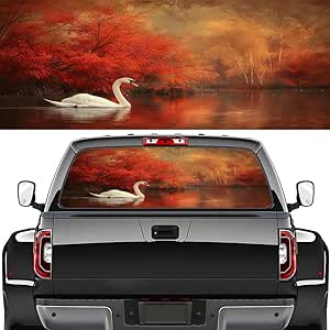 Amazon.com - Rustic Swan Rear Window Decal Wrap Graphic, Autumn Red ...