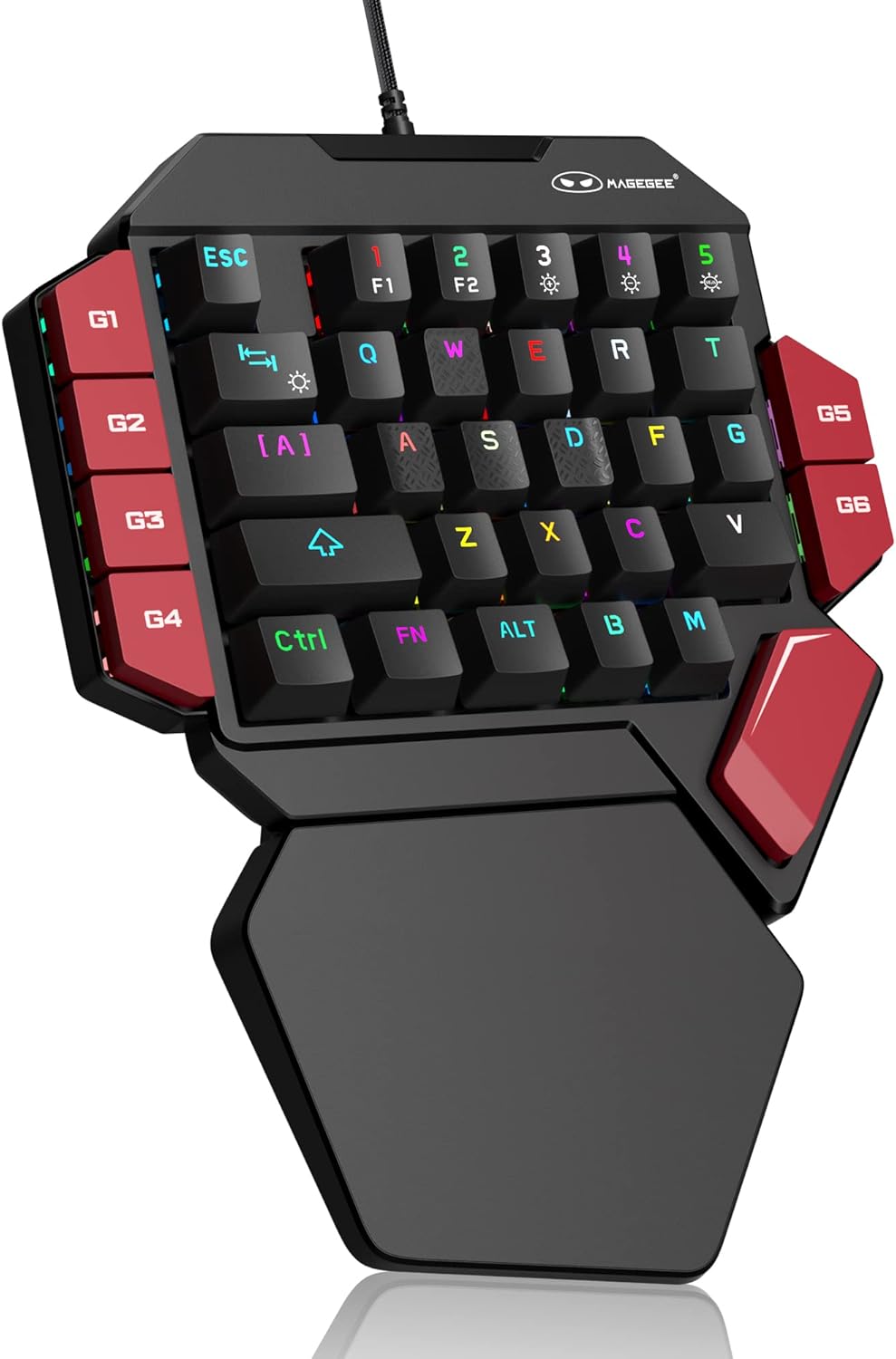MageGee One Handed Professional Gaming Keyboard, RGB Backlit 35 Keys ...