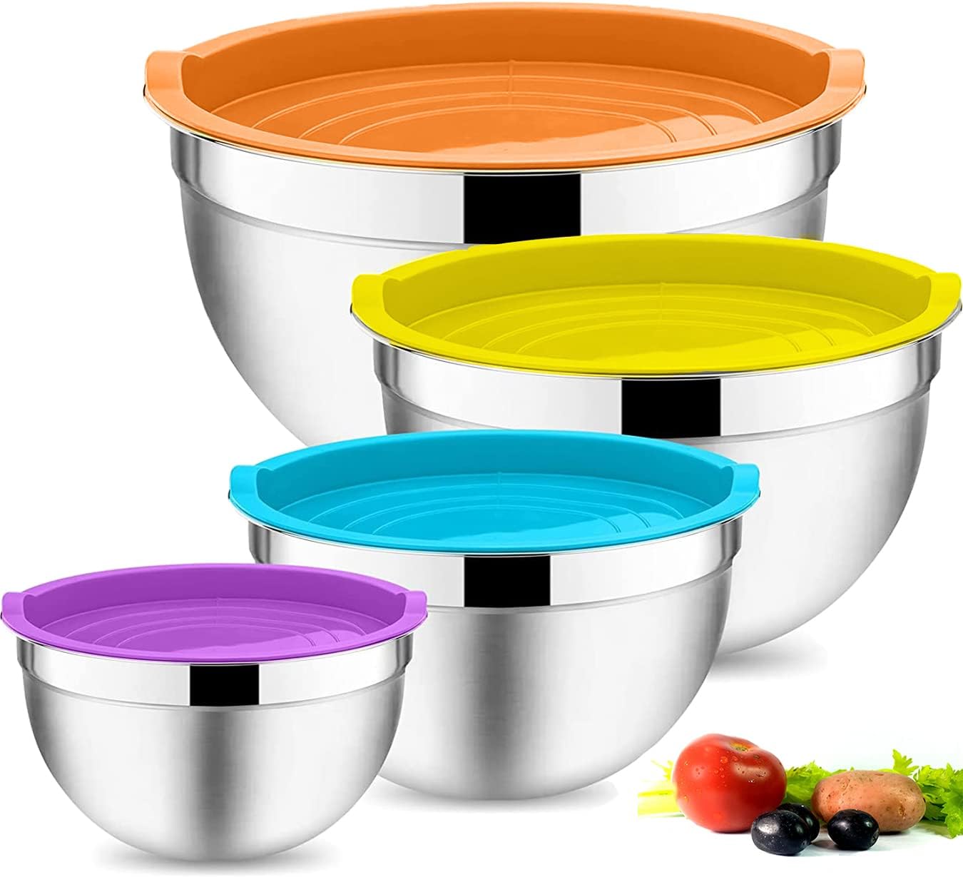 HASA zone Mixing Bowl with Airtight Lid, Set of 4 Salad Nesting Bowl ...