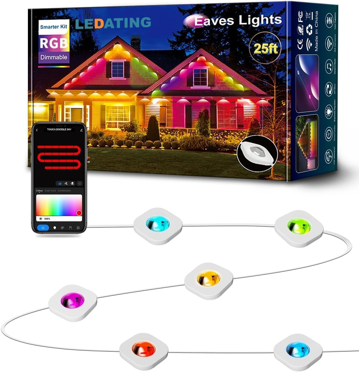 Permanent Outdoor Lights Smart Outdoor Home Lights 25ft with 18 &200ft ...