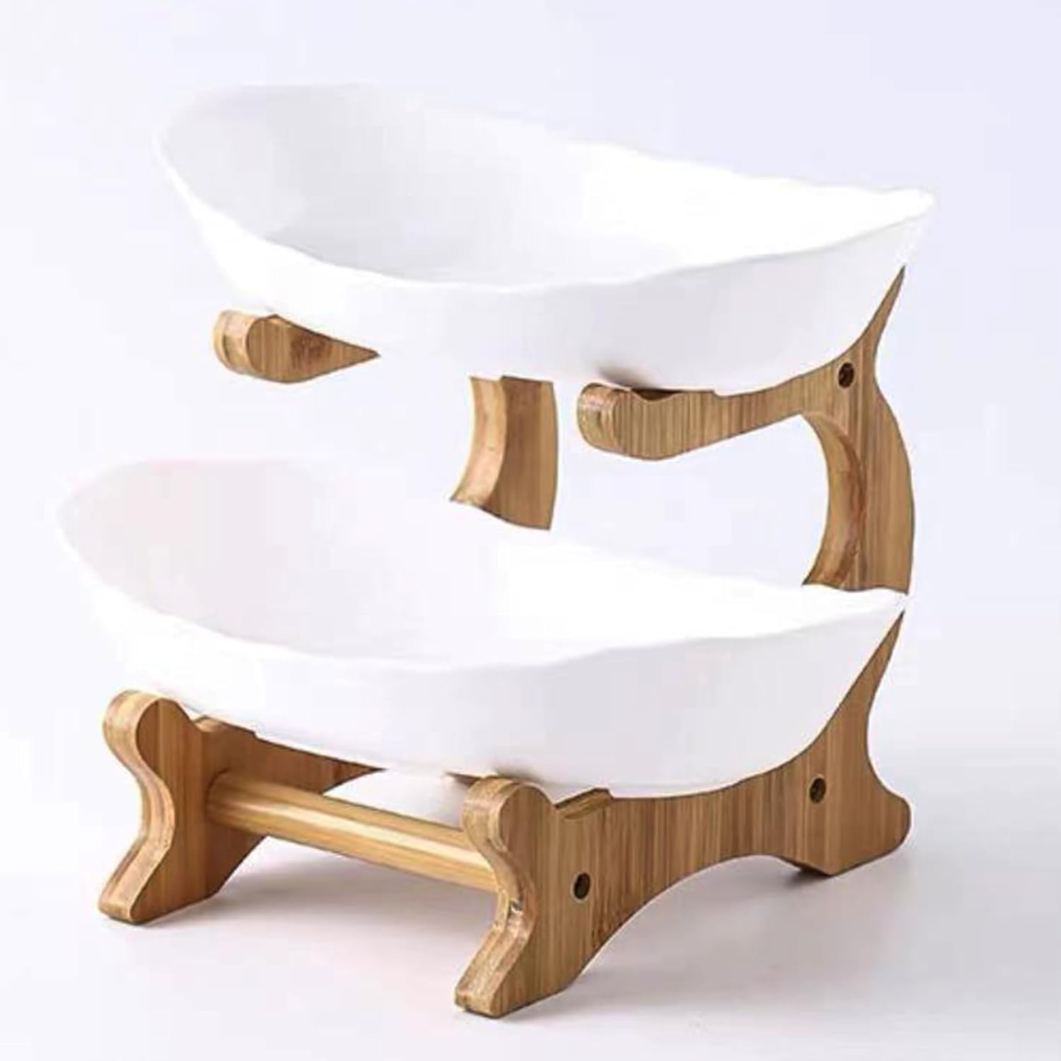 Amazon.com: HOMKULA Fruit Bowl for Kitchen Counter - 2 Tier Ceramic ...