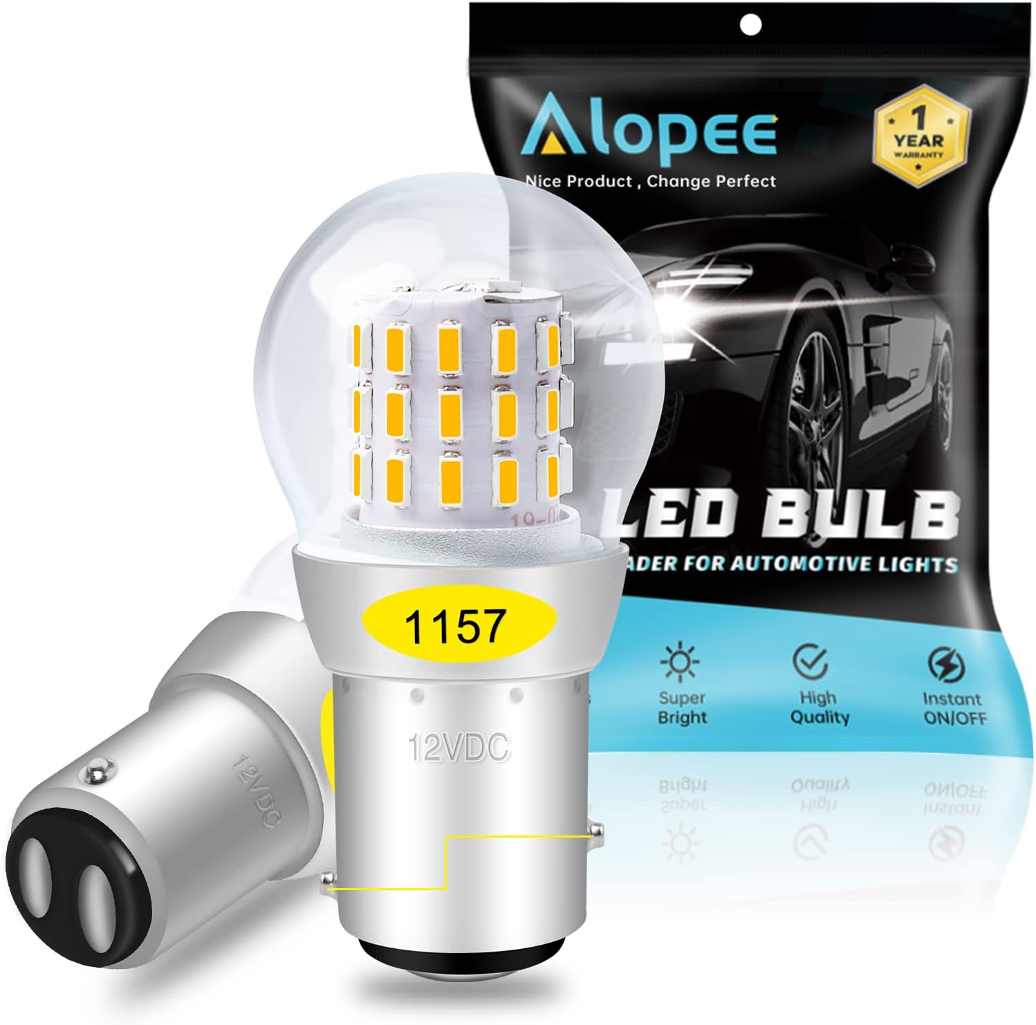 Amazon.com: Alopee 12V-15V DC Bright 1157 LED Bulb Amber Yellow 1157 ...