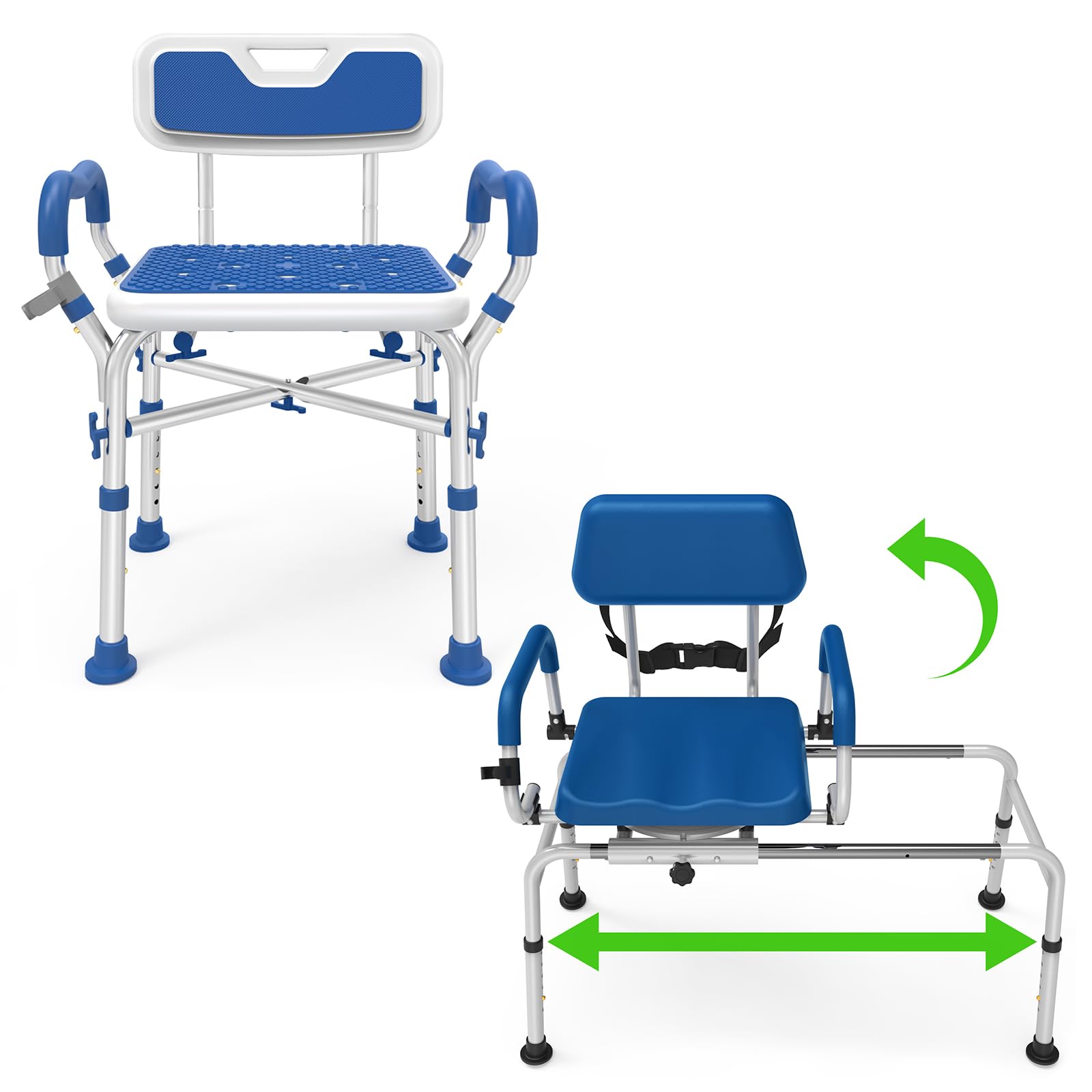 Amazon.com: Sliding Shower Chair Tub Transfer Bench with Swivel Seat+ ...