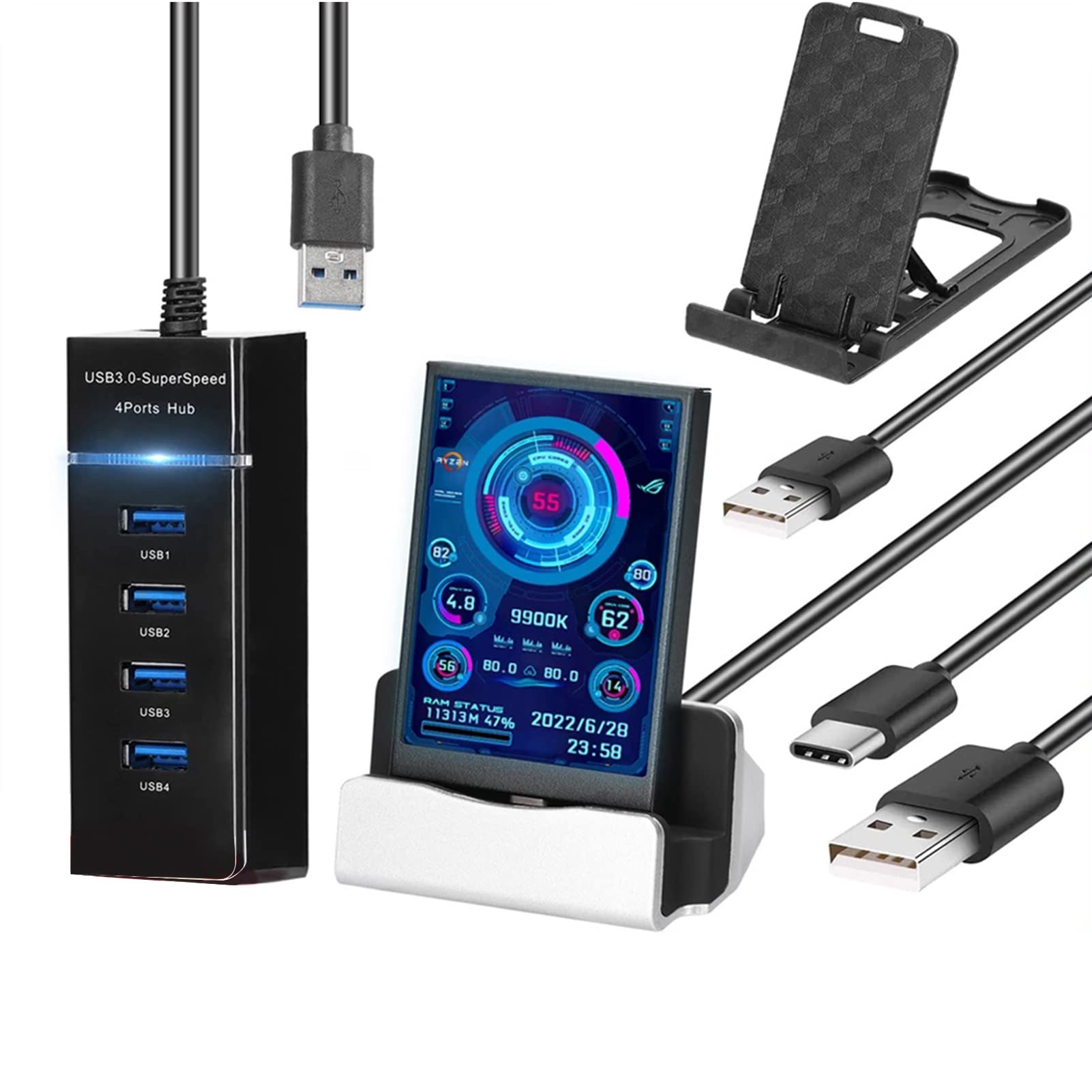 Amazon.com: Computer Temp Monitor, 5Inch IPS Full Viewing Angle USB ...