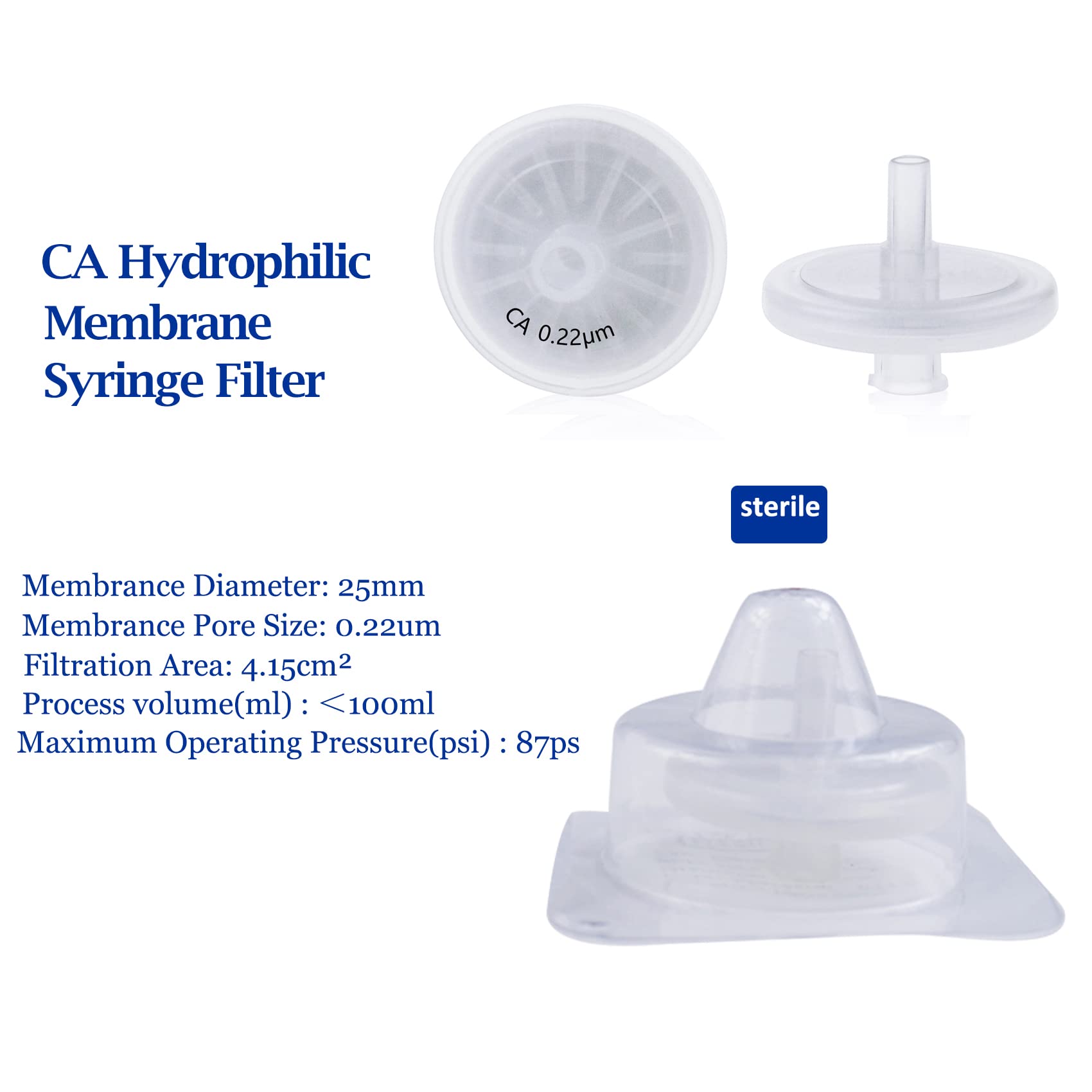 Snapklik.com : Labfil 20 Pack Sterile Syringe Filter CA Membrane 0.22 ...