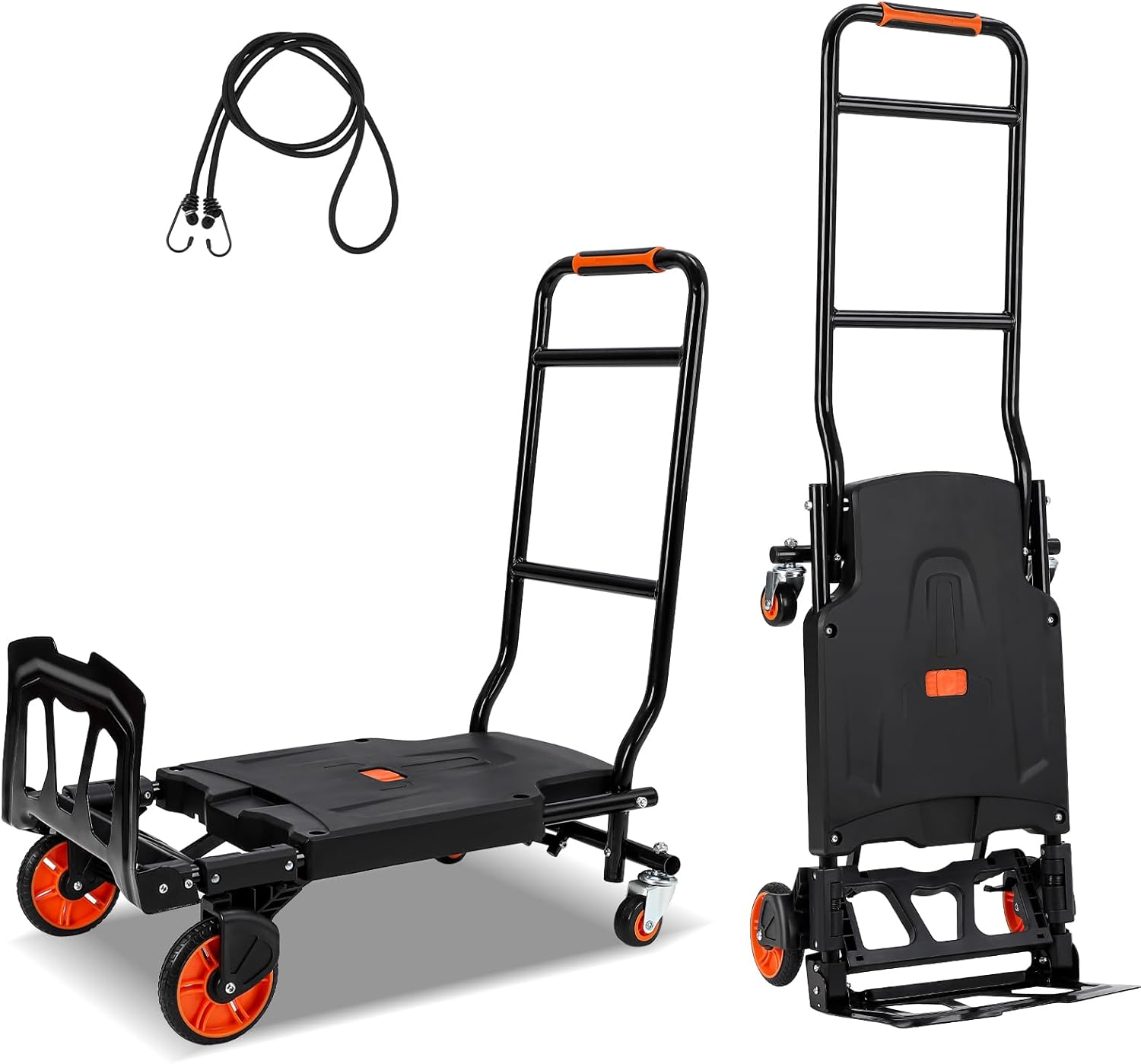 EliteEdge 2 in 1 Folding Hand Truck, Heavy Duty Collapsible Cart, 330 ...