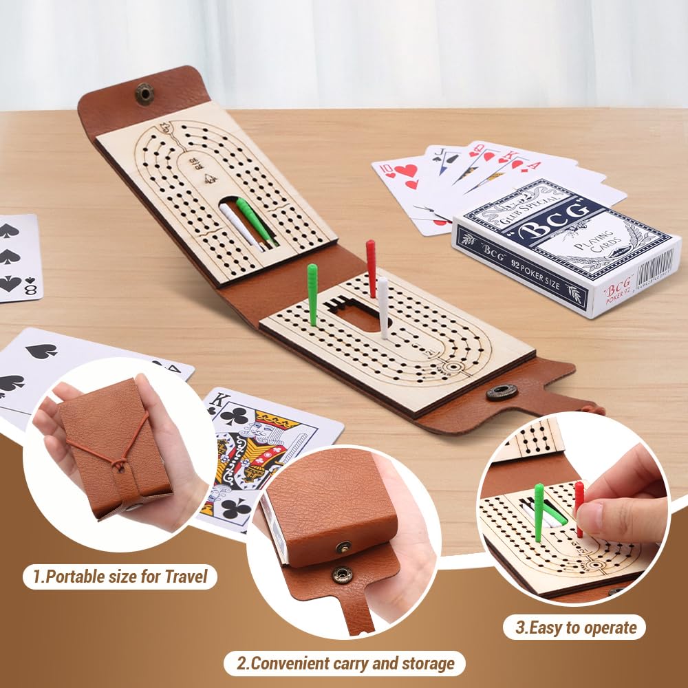 Sequin Gown Solid Oak Cribbage Board Game Set - 3 Track Portable Board ...