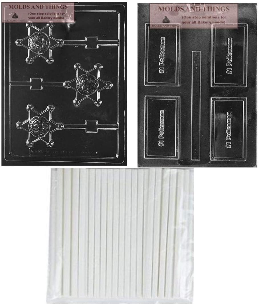 Amazon.com: POLICE BADGE LOLLY Chocolate Candy Mold and Policeman Set ...