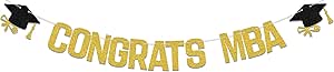 Amazon.com: AETGDDS MBA Graduation Banner, Gold, Rectangular, Congrats ...