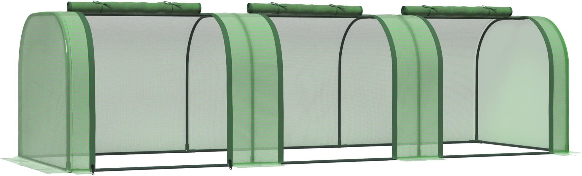 Outsunny Mini Greenhouse, Small Polytunnel Green House with Zipped ...