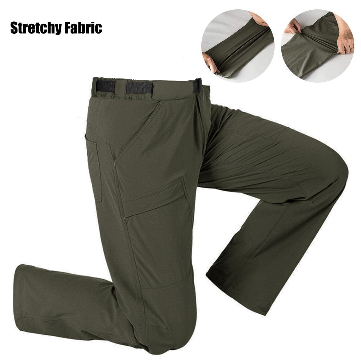 FREE SOLDIER Men's Outdoor Cargo Hiking Pants with Belt Lightweight ...