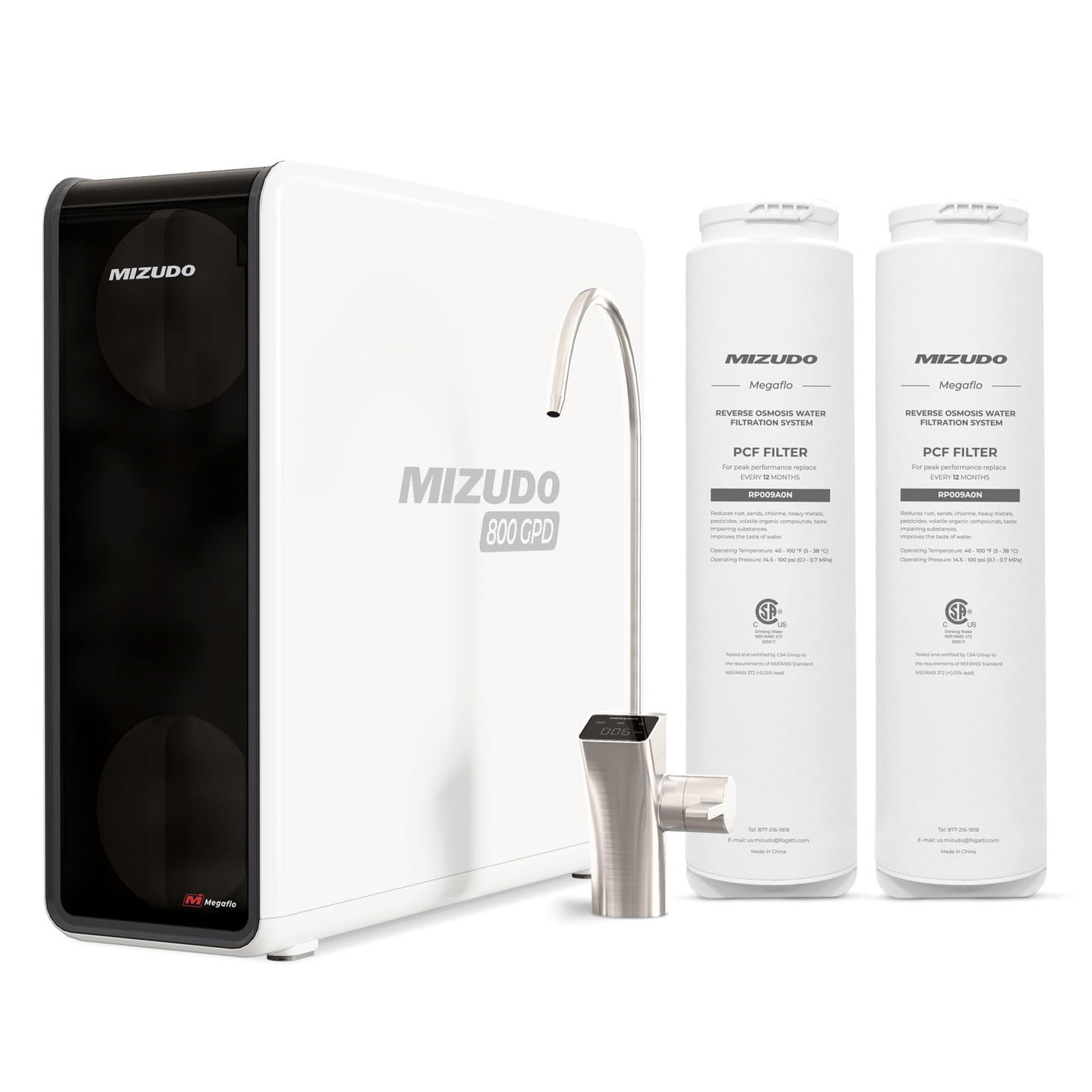 2 PCF Filters Combo with 36-Month Lifespan, MIZUDO 9 Stage Reverse ...