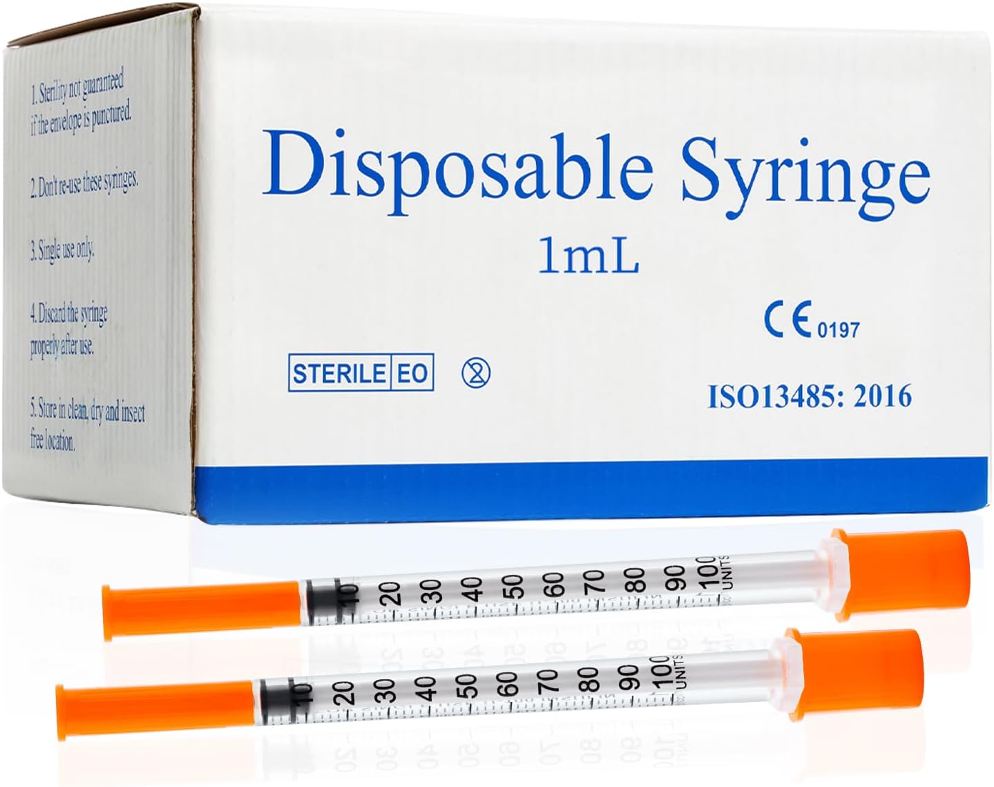 Amazon.com: 1ml/cc 31G Syringe 5/16" (8mm) Needle, Disposable Individual Package Pack of 100 ...