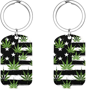 Amazon.com: U.S. Weed Flag Personalized Metal Tags Rectangular Keychain ...
