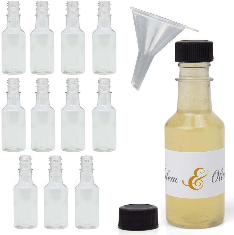 Amazon.com: Primebaker Mini 50ml Liquor Bottles – Set of Clear Plastic ...