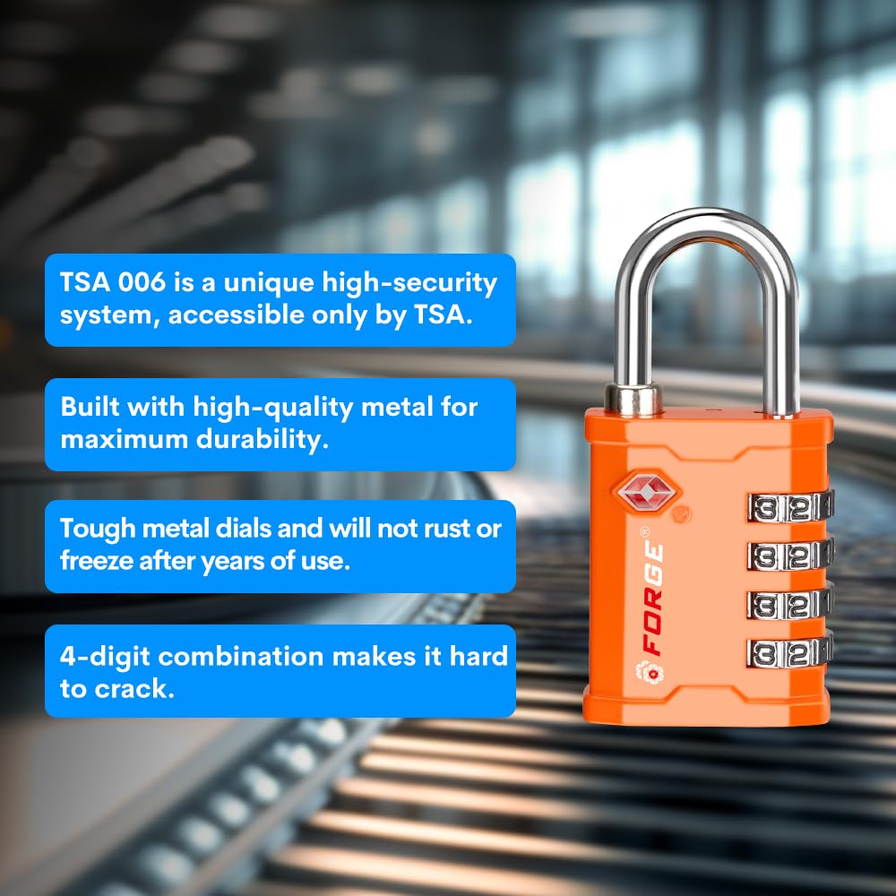 Snapklik.com : FORGE 4-Digit TSA Approved Travel Locks TSA008 Key System