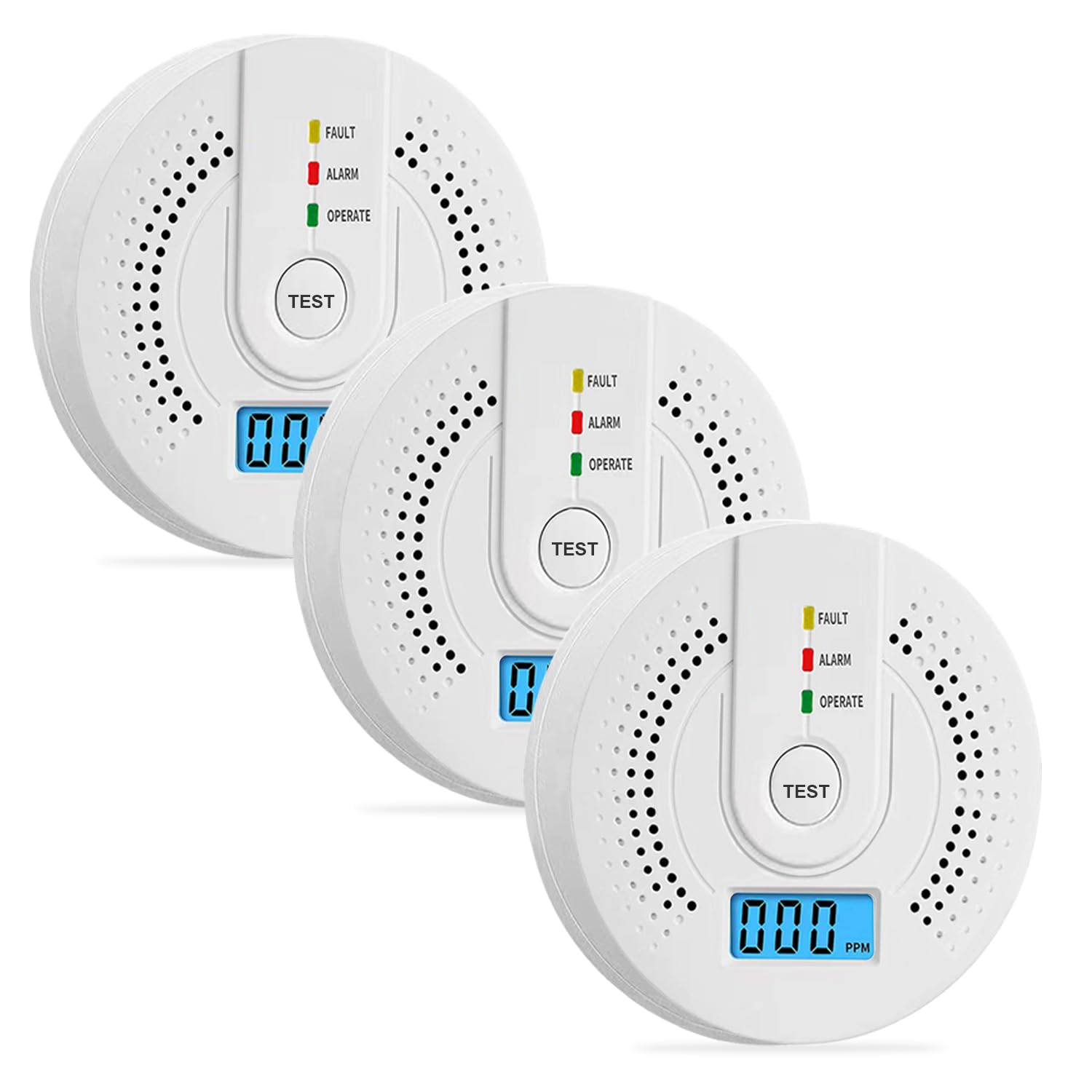 Carbon Monoxide Detector,CO Gas Monitor Alarm, AA Battery Powered CO ...