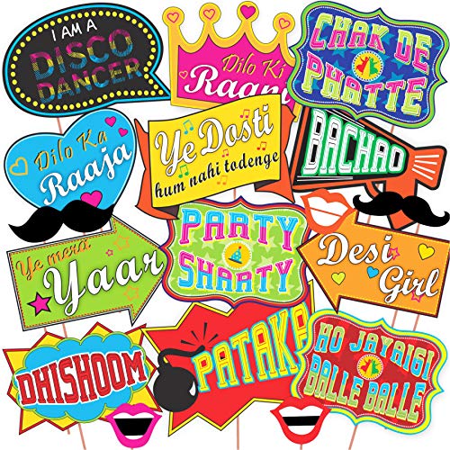 Buy Wobbox TM Desi Indian Style Desi Wedding Photo Booth Party Props ...