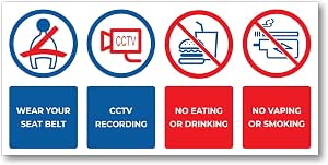 Car Safety Rules Sticker – Wear Seat Belt | CCTV Recording | No Eating ...