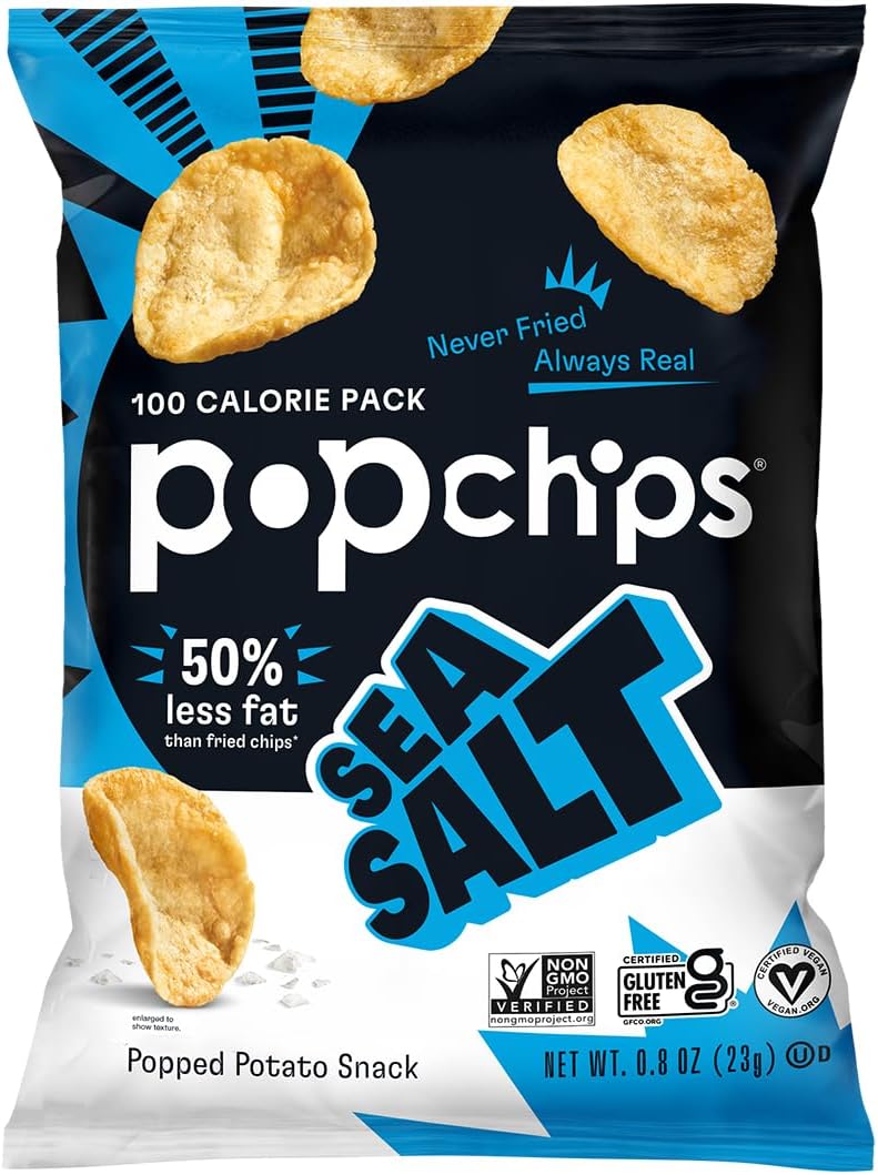 Amazon.com: Popchips Potato Chips, Sea Salt, 12ct Single Serve 0.8oz ...