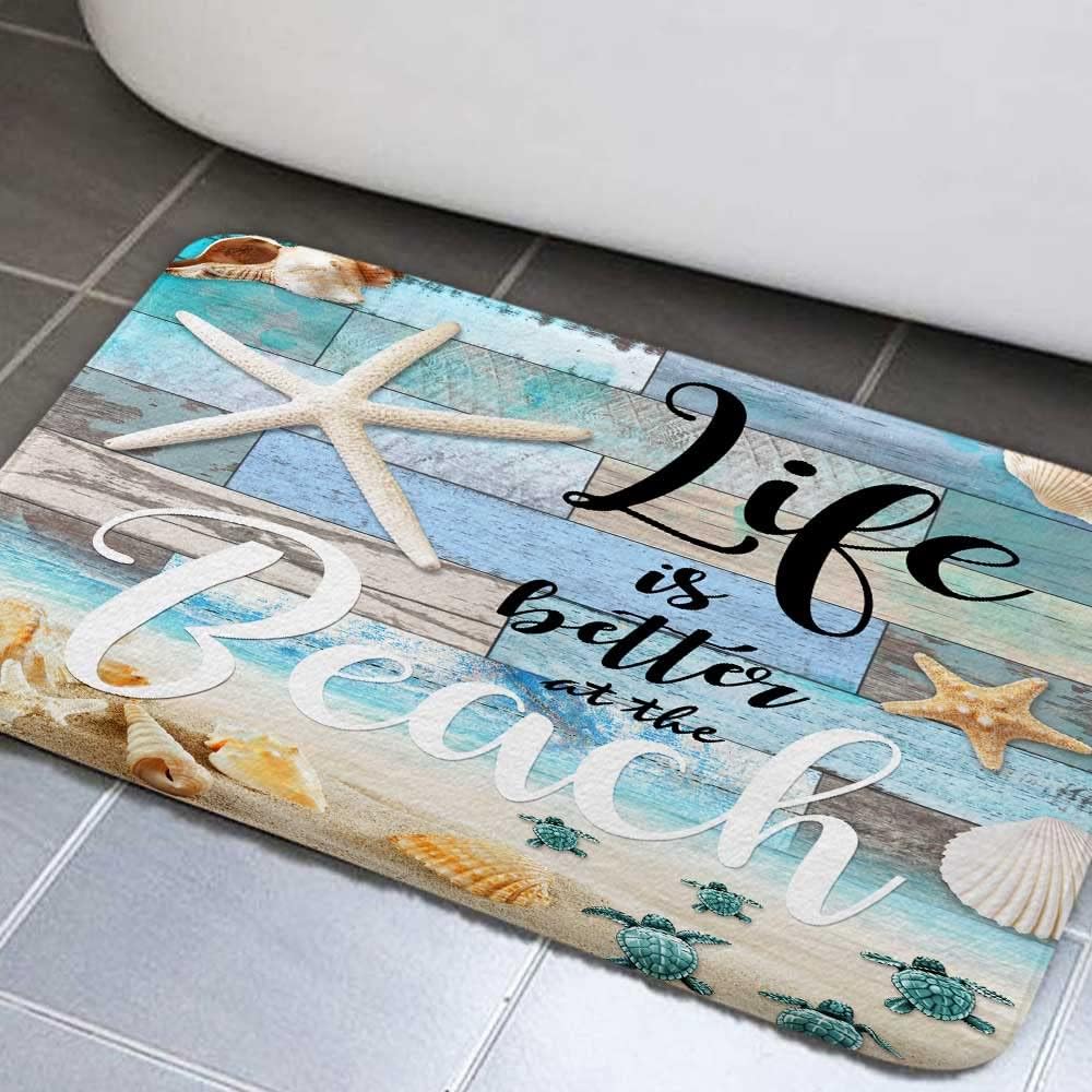 Amazon.com: Starfish Bathroom Rugs, Seashell Ocean Bathroom Rug Mat ...