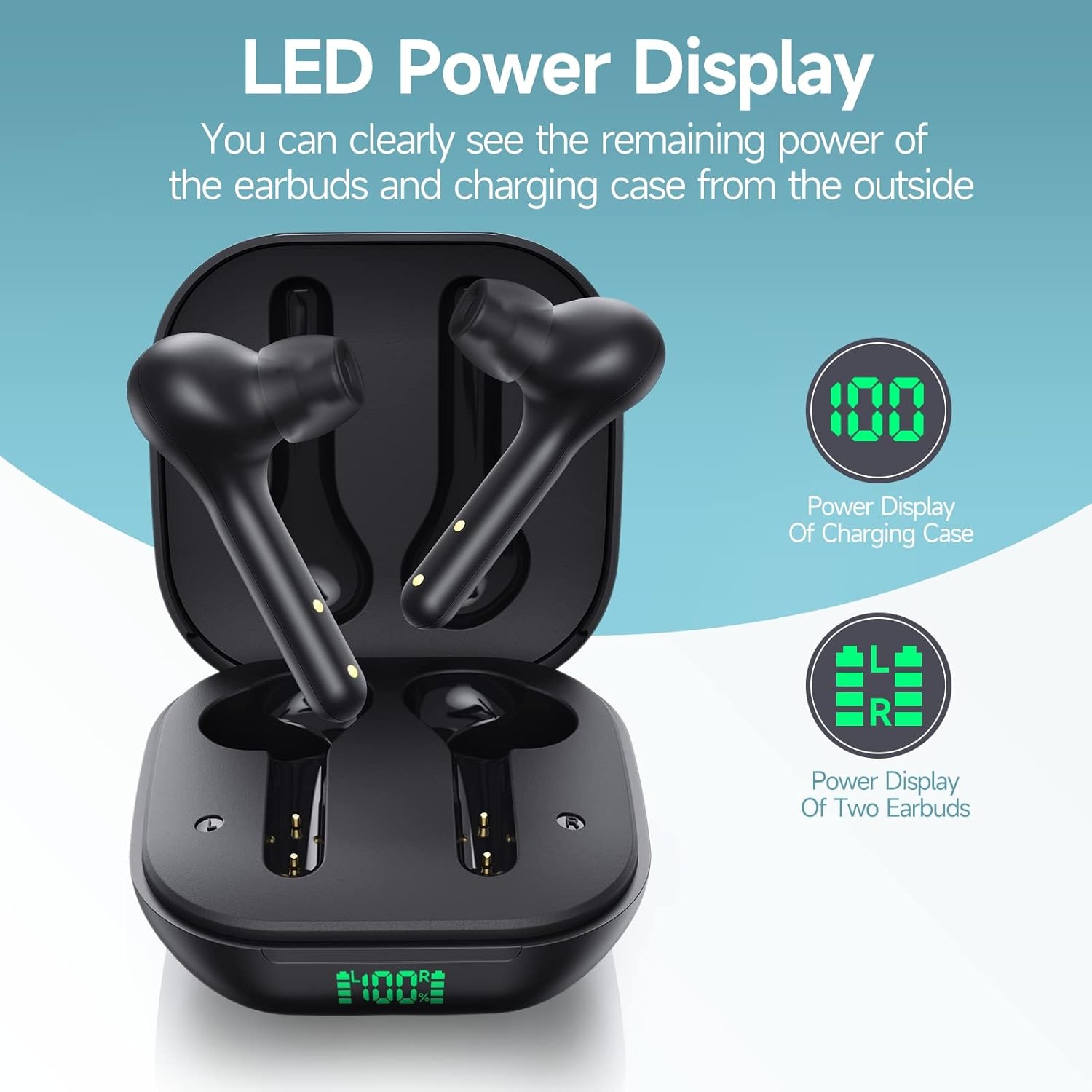 Wireless Earbuds Noise Cancelling 4 Mic Clear Call Bluetooth HEA