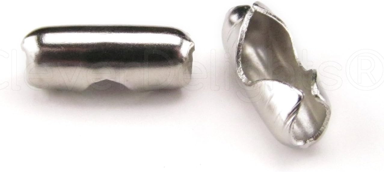 Amazon.com: Silver Tone Stainless Steel Ball Chain Connector Clasps ...