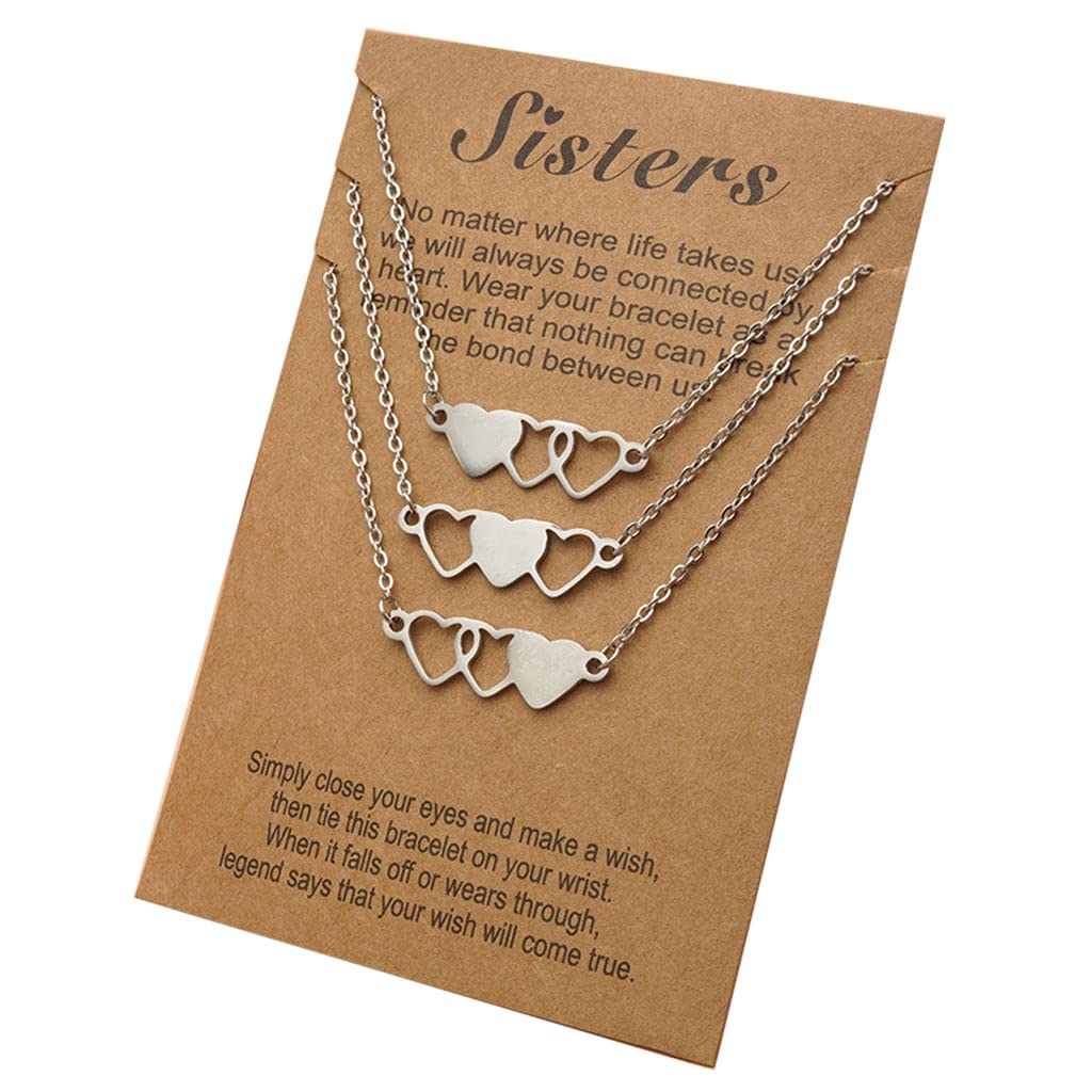 Amazon.com: HISYI Short Necklace 3 Pieces Sister Heart-shaped Short ...