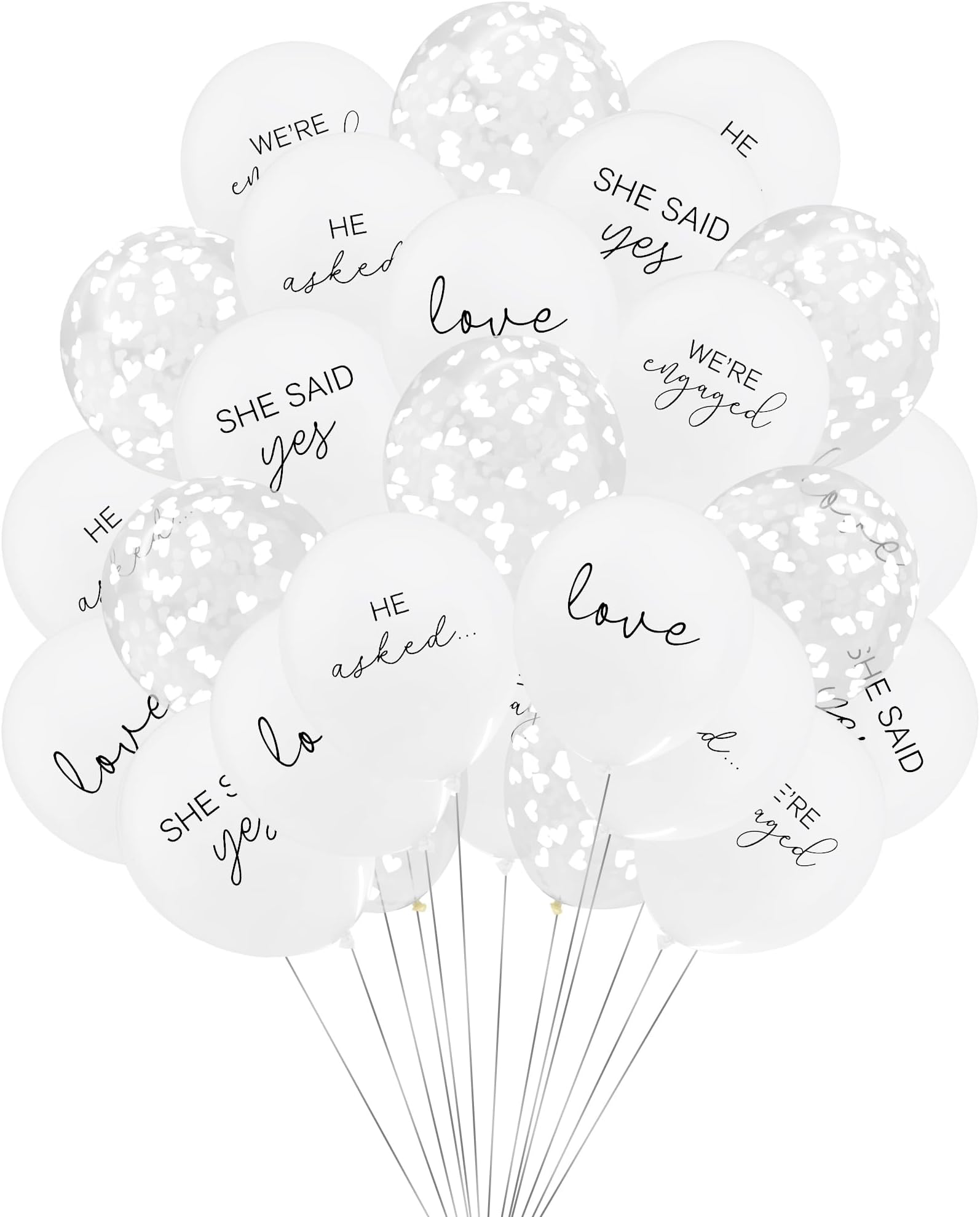 Amazon.com: MAGJUCHE White she Said yes Balloons, 16pcs Gold Bridal ...