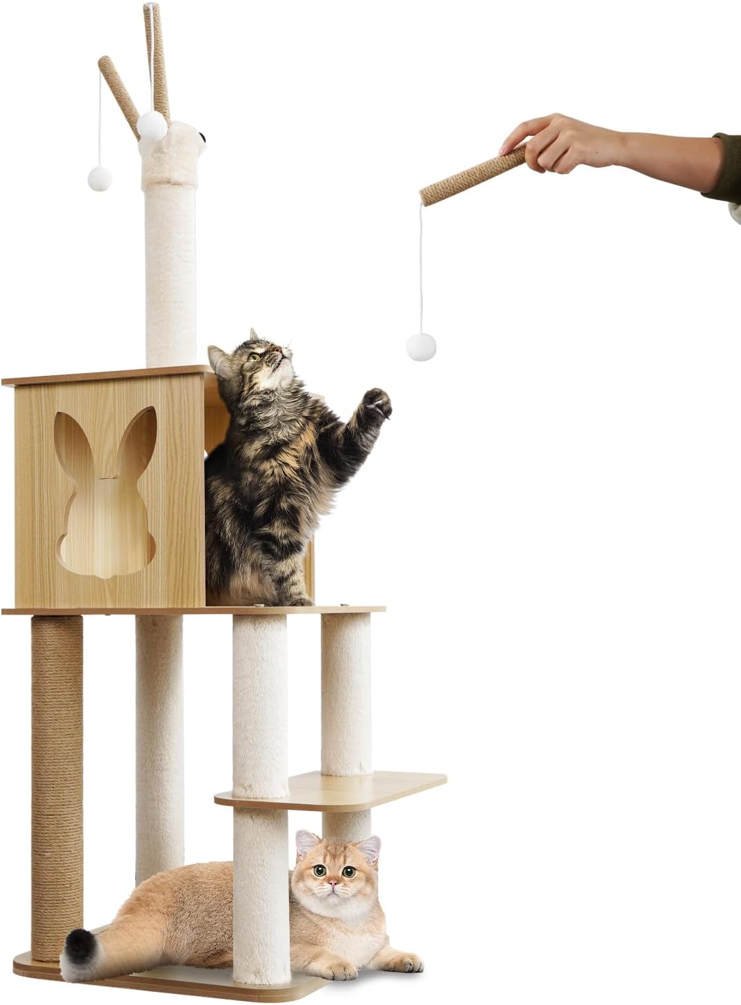 Amazon.com : Sthdofrpaits Modern Cat Tree, 47.2" Wooden Sturdy Cat ...