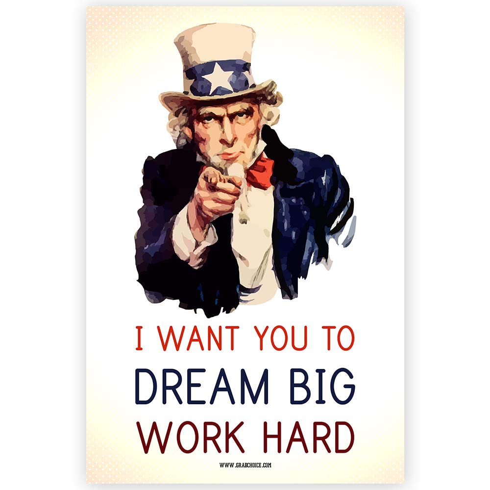 GrabChoice Uncle Sam Want You to Dream Big Work Hard - Yellow : Amazon.in
