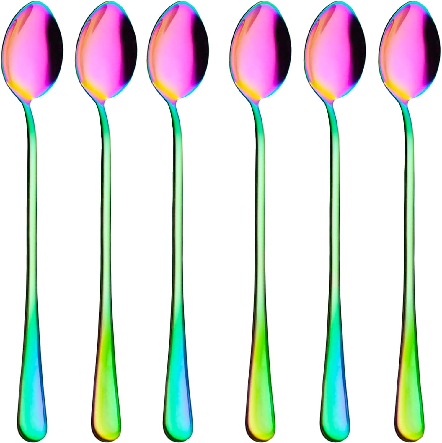 Latte Spoons,Set of 6 Long Handle Spoons,19cm Stainless Steel Coffee ...