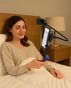 Amazon.com: Kindle Holder with Remote Page Turner - Read in Bed Without Blocking Text or ...