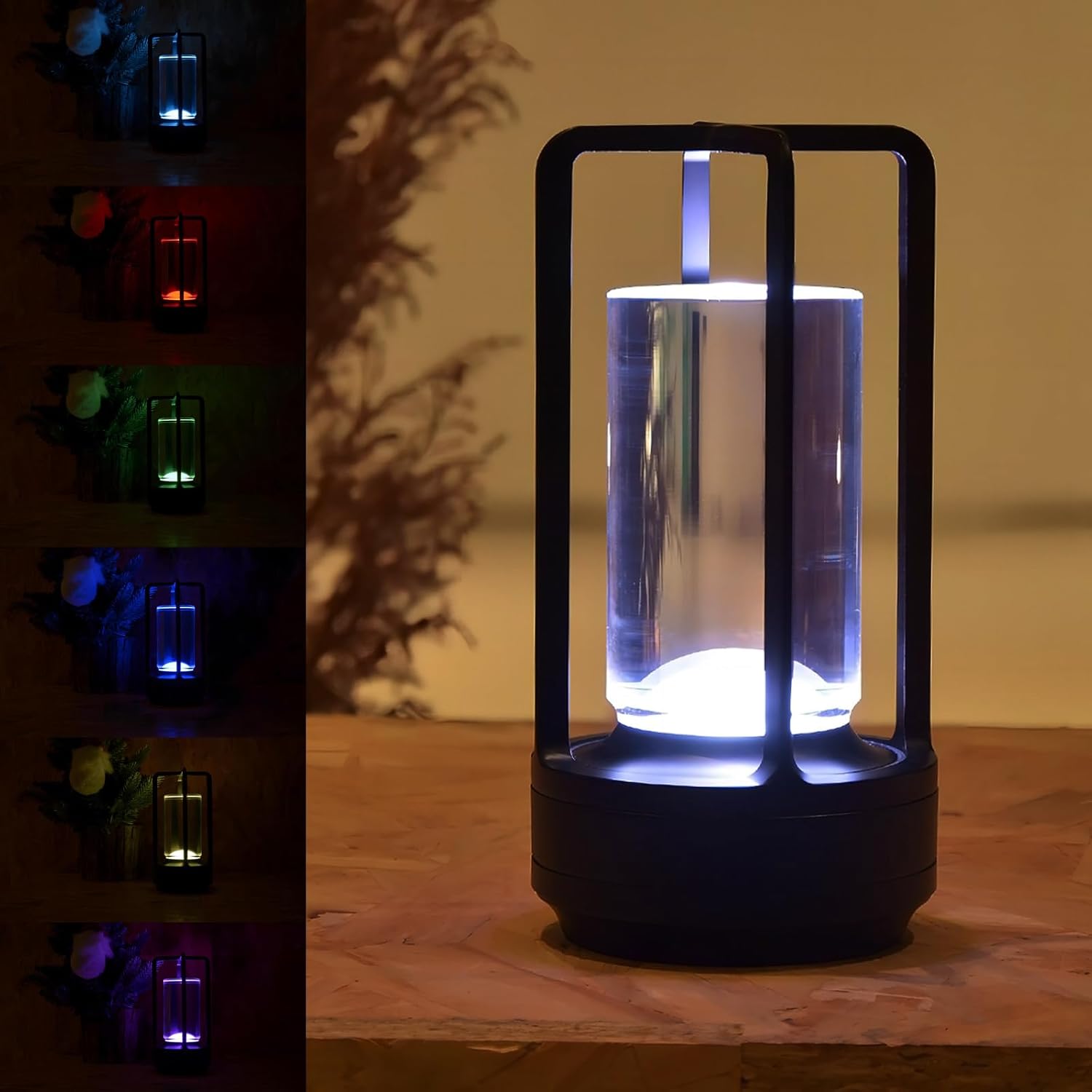 AIYOBCORD Cordless Led Table Lamp, Portable Crystal Lantern Desk Lamp ...