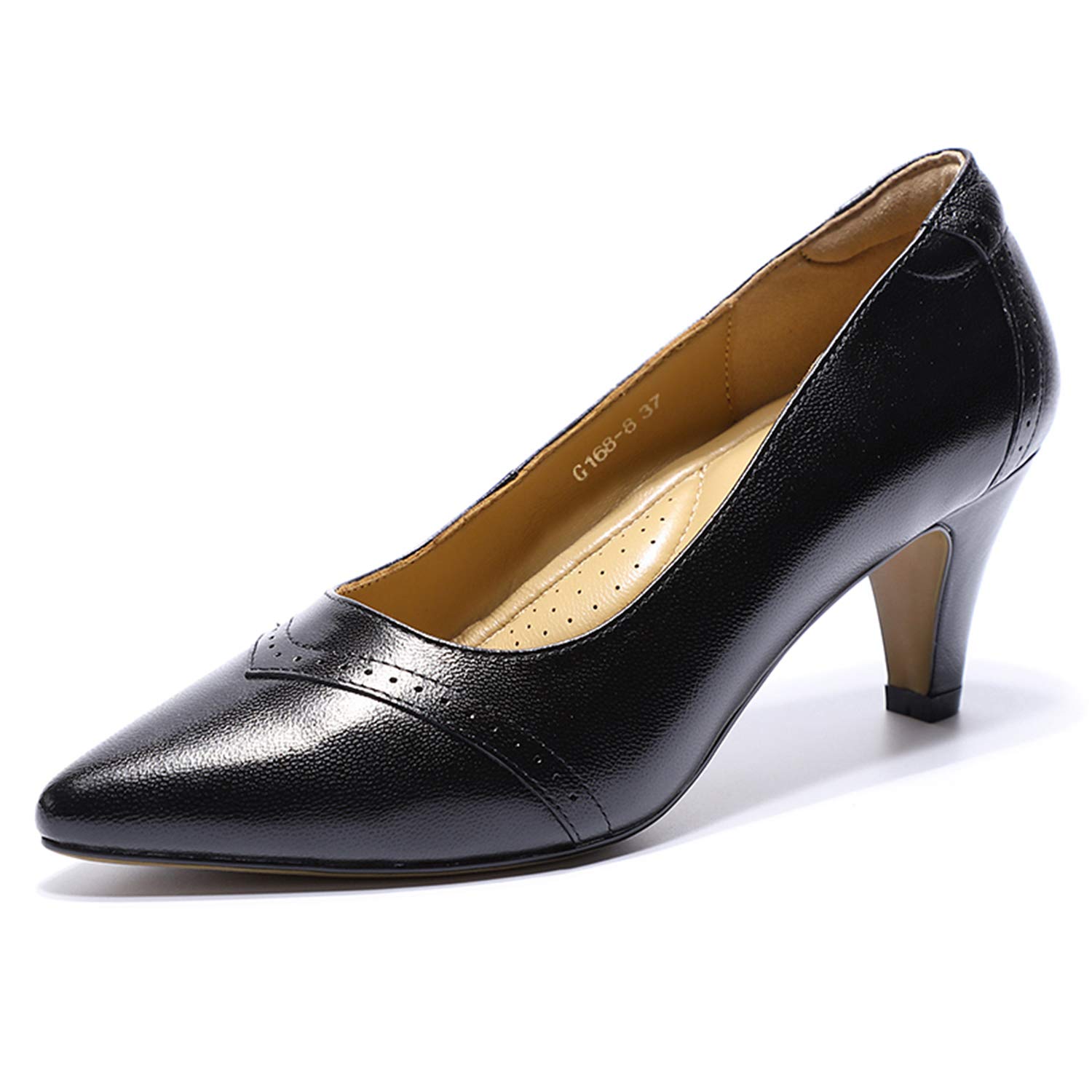 Amazon.com | Mona flying Women's Leather Pointed Toe Dress Pumps ...