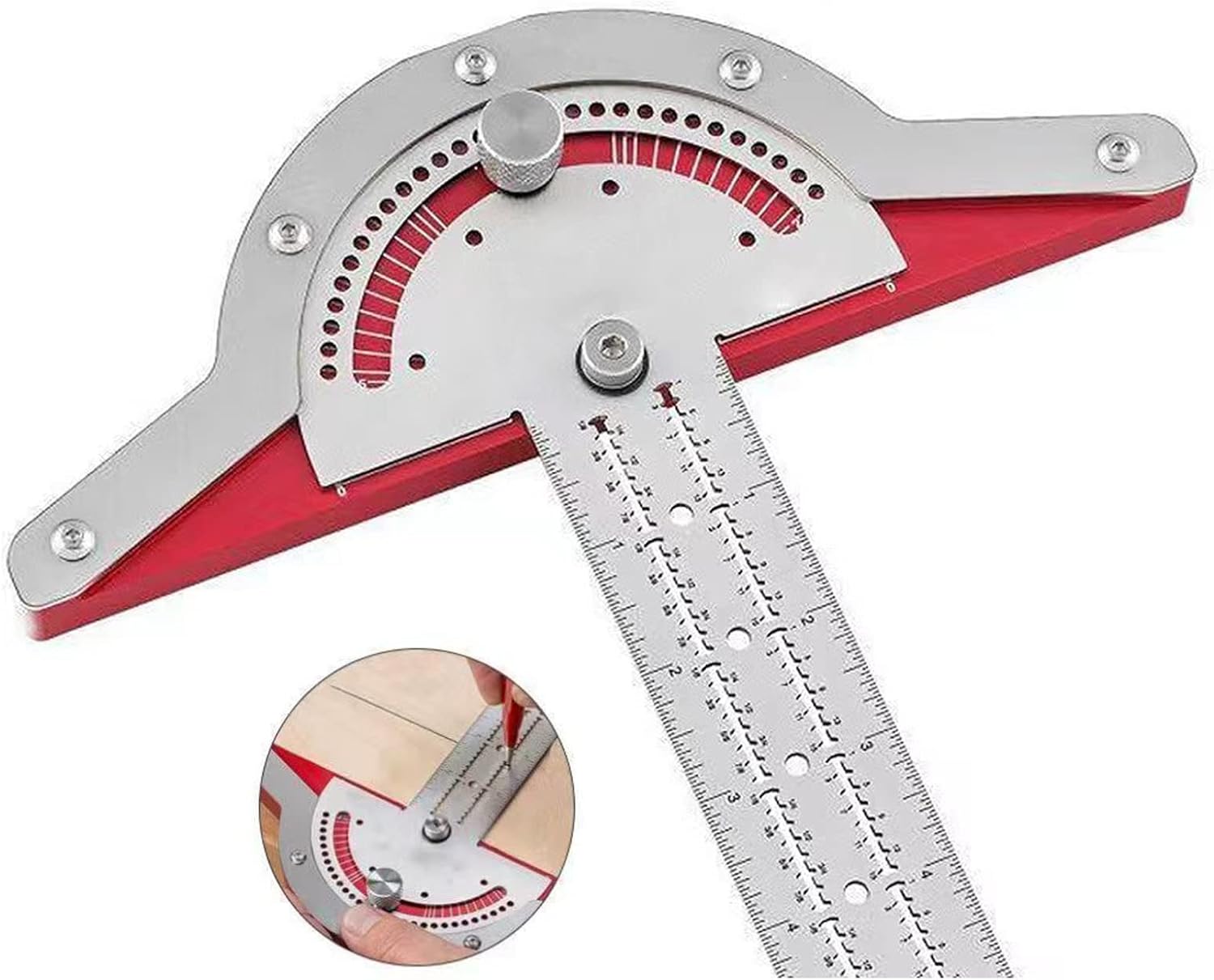 WEIKUELE Woodworkers Edge Rule,Multifunction Protractor Angle Finder,0 ...