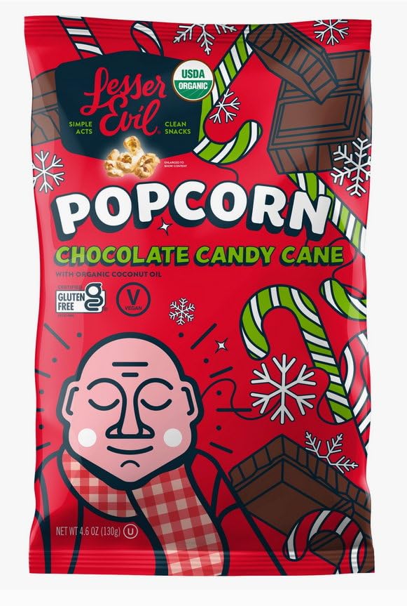 Amazon.com: LesserEvil Organic Chocolate Candy Cane Popcorn, 4.6 OZ
