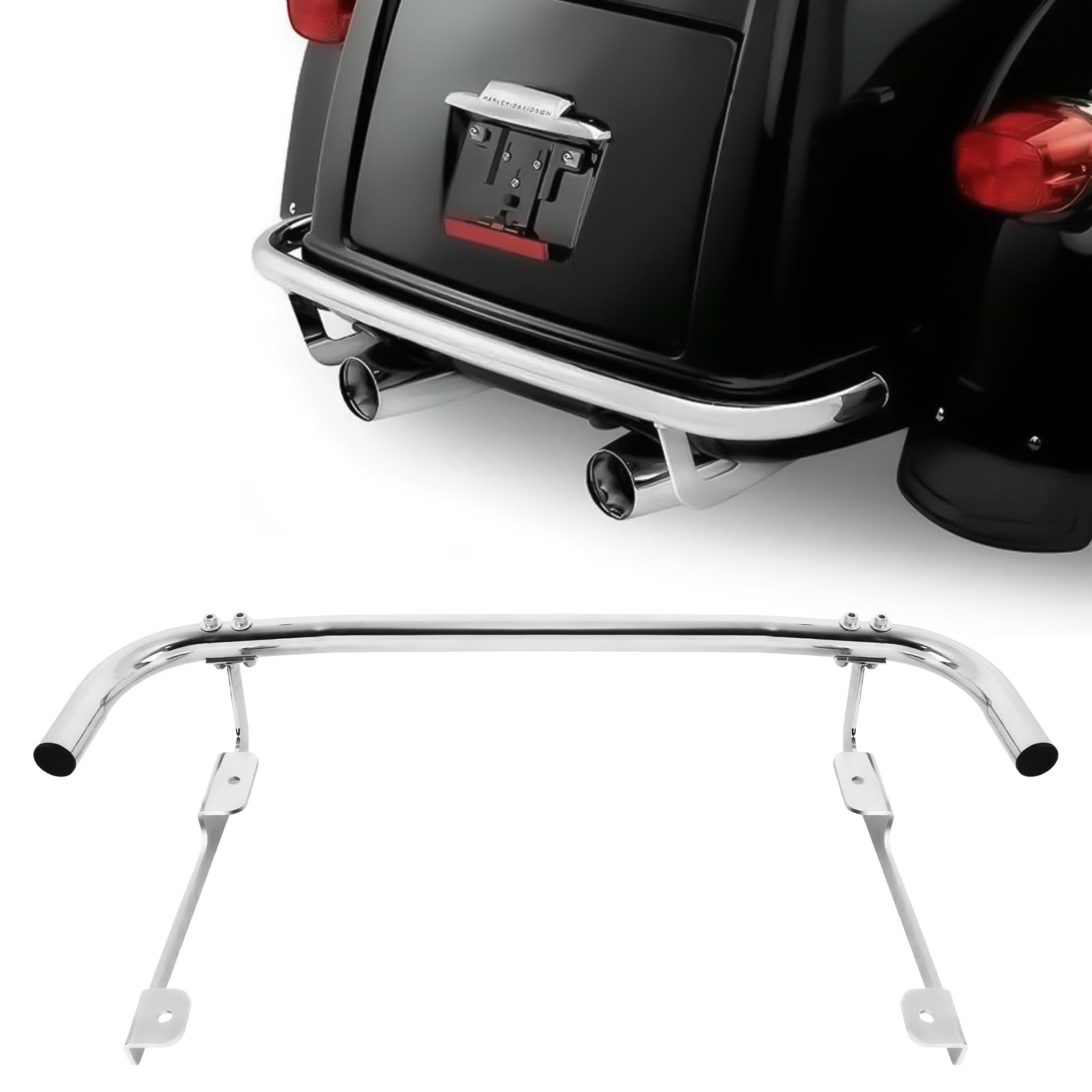 Snapklik.com : Chrome Rear Crash Bar Bumper Guard For Harley Tri Glide ...