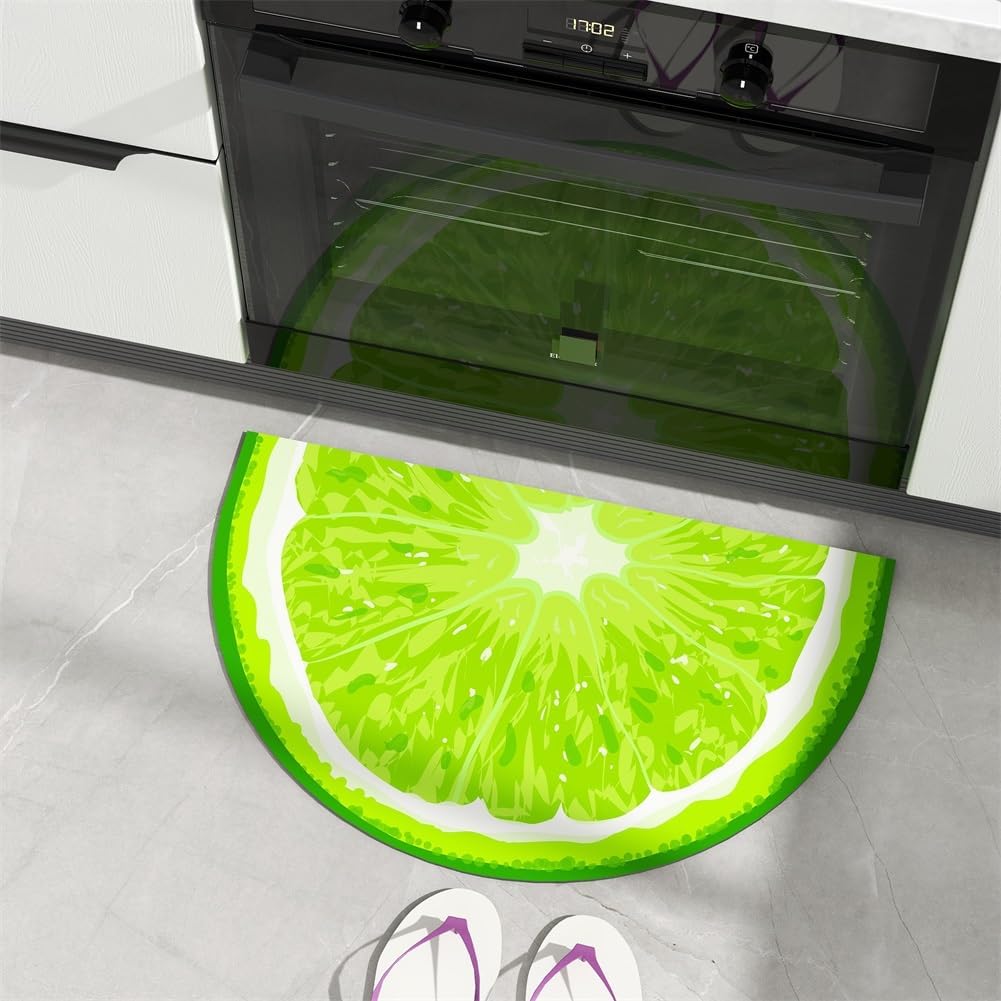 Amazon.com: Lime Green Slice-Shaped Bath Mat, Plush Microfiber, Front ...