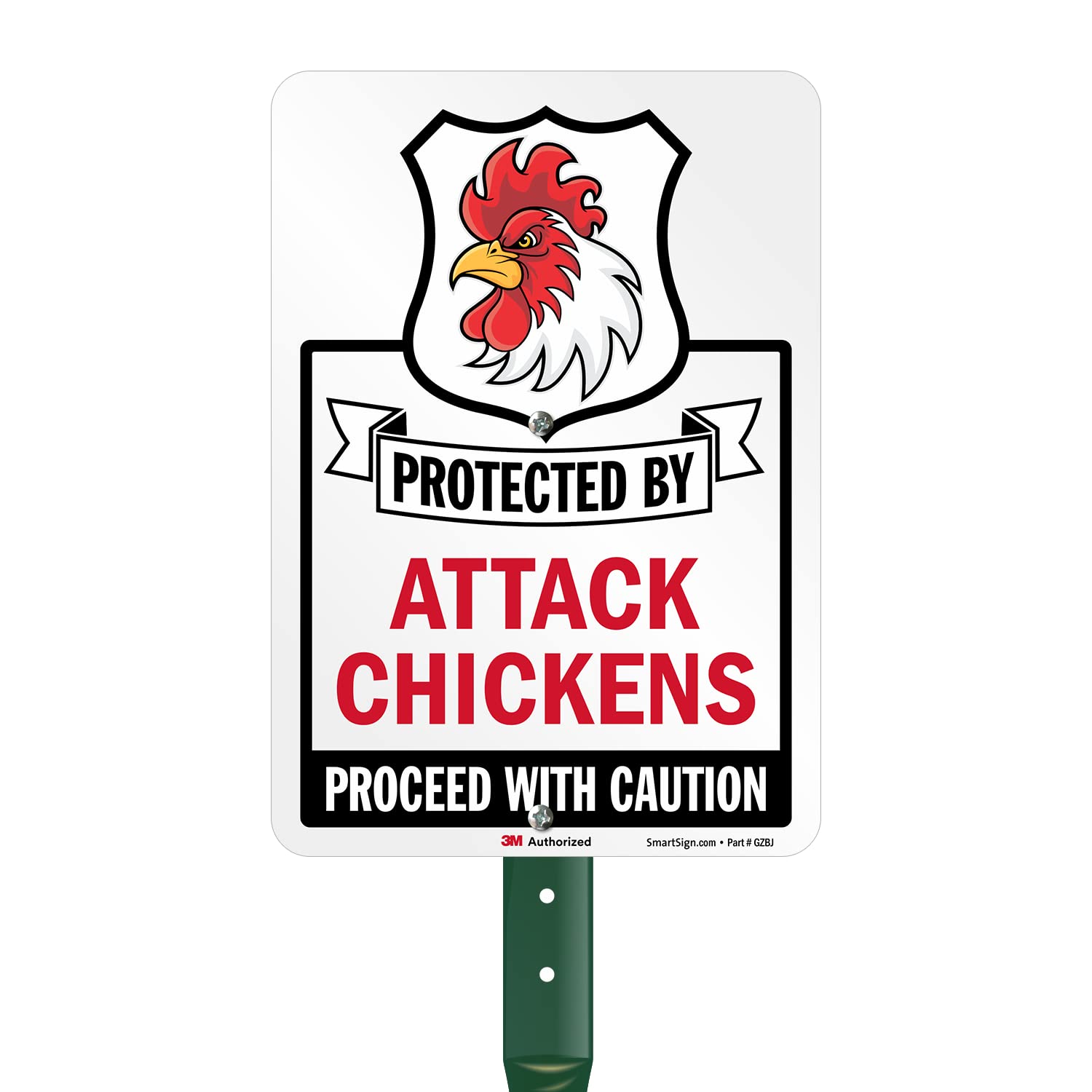 SmartSign 10 x 7 inch “Protected By Attack Chickens - Proceed With ...