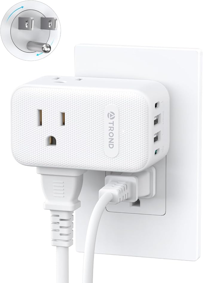TROND Outlet Extender with 360 Rotating Plug, 3 AC Outlet Splitter with ...