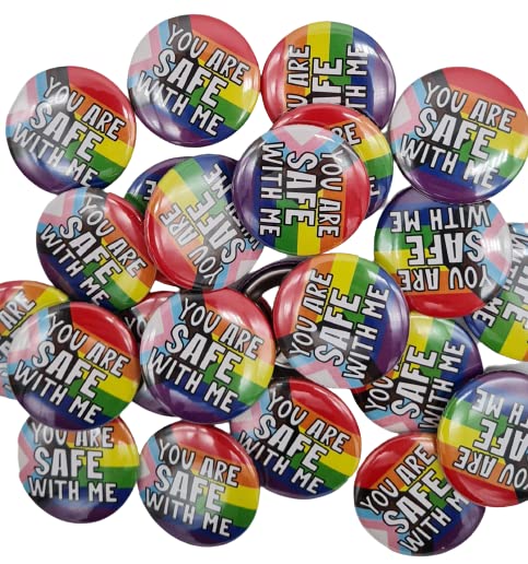 Pride and Pronouns You Are Safe With Me Pride Badges, Bulk Packs 32mm/1 ...