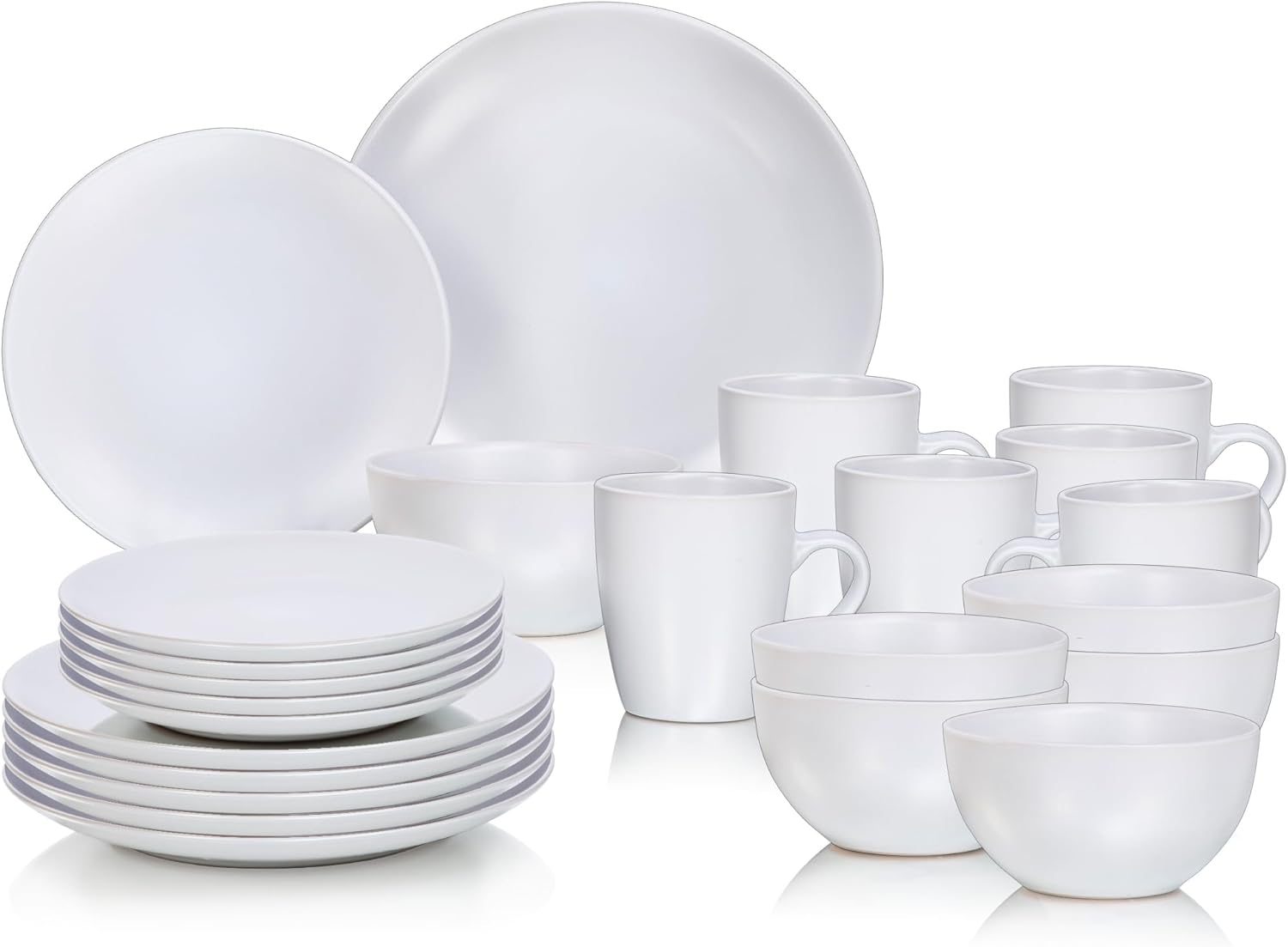 Amazon.com | Anko Café White 24 Piece Dinner Set/Classy Stoneware ...