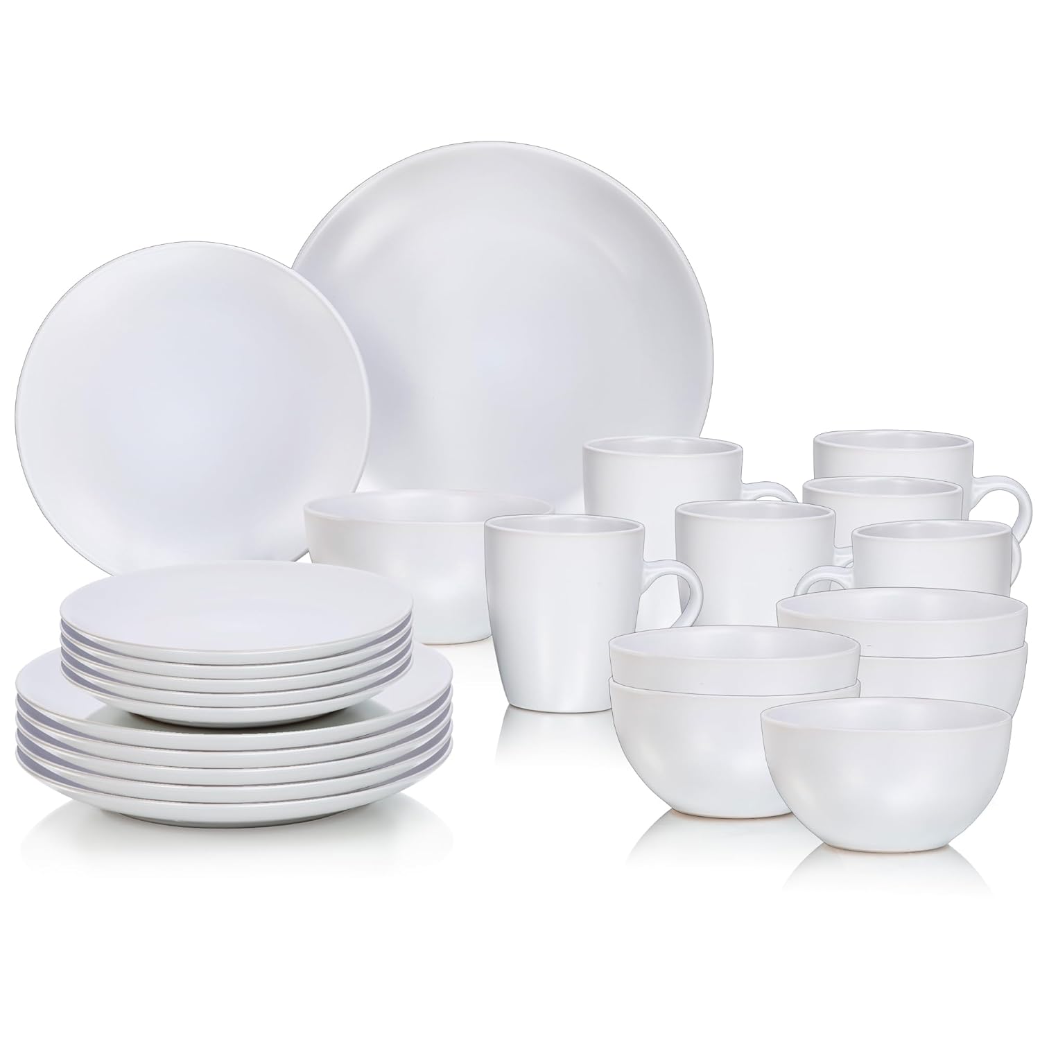 Anko Café White 24 Piece Dinner Set - Classy Stoneware With 6 Side ...
