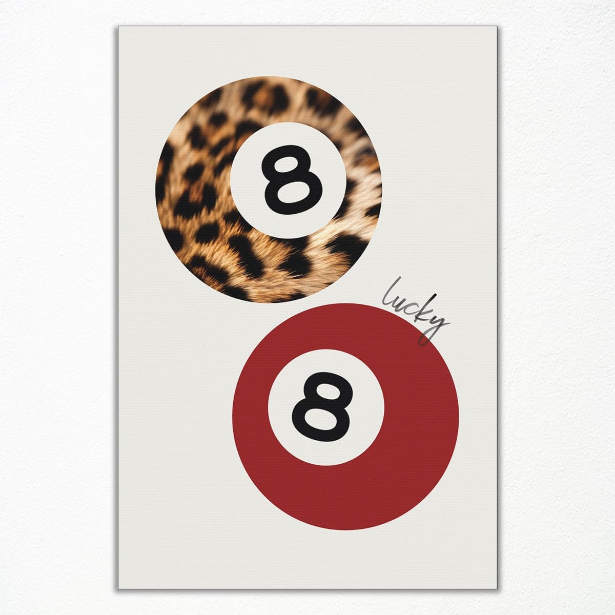 YOZWNGU Lucki Poster 8 balles, imprimé léopard 8 balles porte-bonheur sur toile funky rouge ...